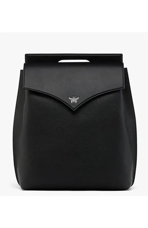Mcm Embossed Leather Backpack - Black