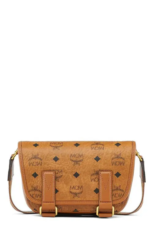 Mcm Visetos Messenger Belt Bag - Cognac