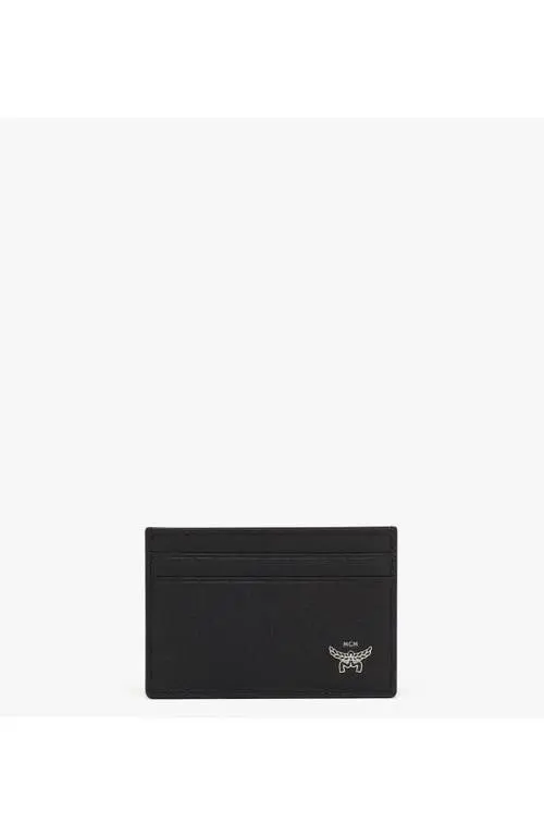 Mcm Himmel Card Case In Embossed Leather - Black