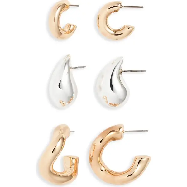 Bp. Set Of Abstract Hoop Earrings - Goldhodium