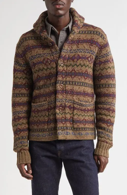 Double Rl Fair Isle Wool Cardigan
