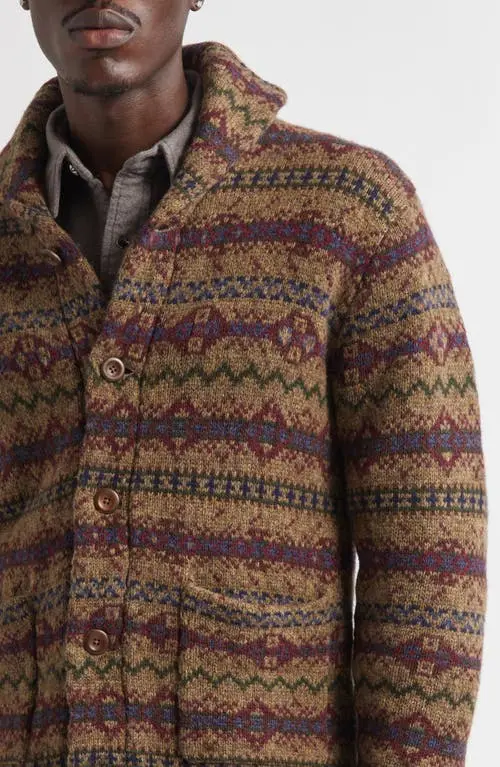 Double Rl Fair Isle Wool Cardigan