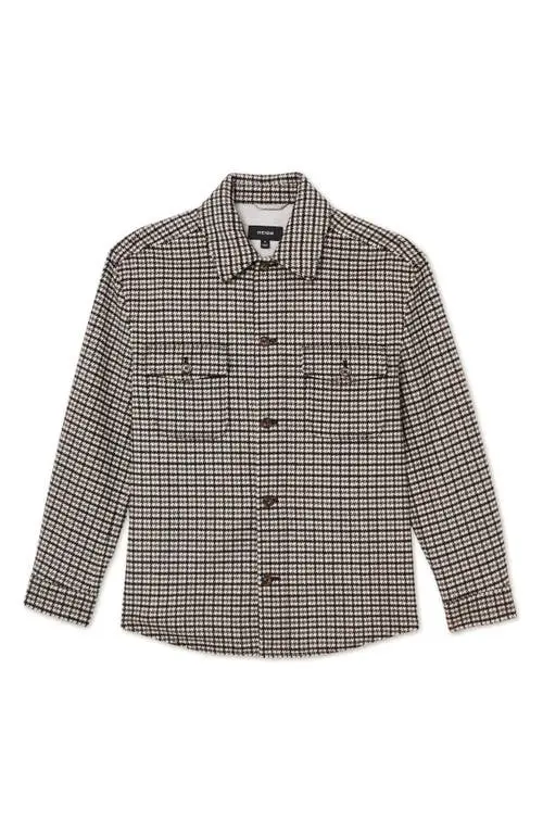 REISS Liam Houndstooth Wool Blend Overshirt - Grey