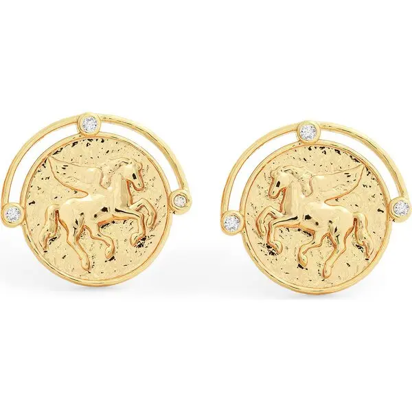 ANABEL ARAM JEWELRY Pegasus Coin Stud Earrings - Gold