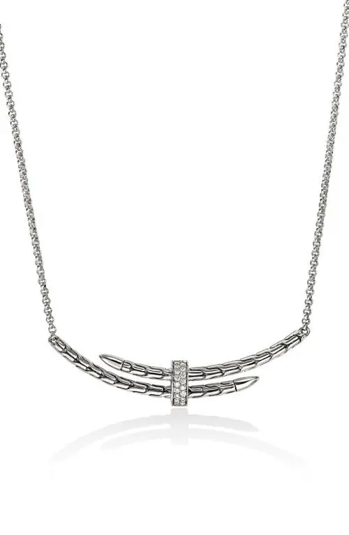 John Hardy Pavé Diamond Spear Station Necklace - Silver