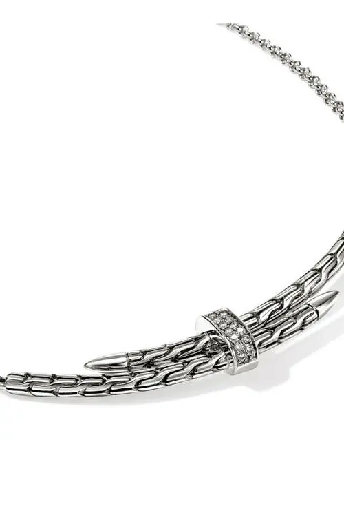 John Hardy Pavé Diamond Spear Station Necklace
