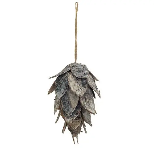 STORIED HOME Birch Bark Pinecone Ornament - Natural