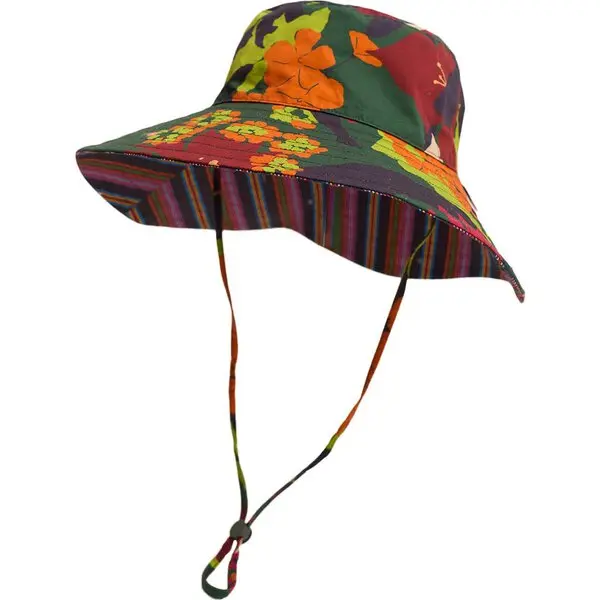 LOST PATTERN Frida X Cotton Reversible Sun Hat - Green