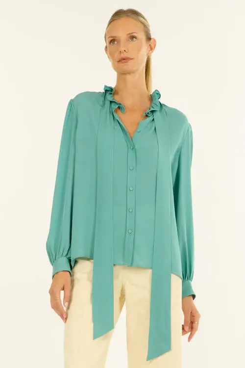 SECRET PON-PON Maribelle Blouse - Cyan Green