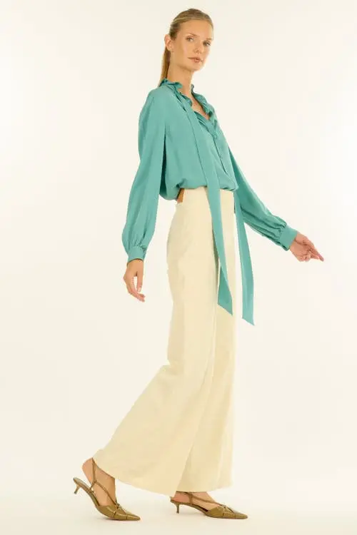 SECRET PON-PON Maribelle Blouse - Cyan Green