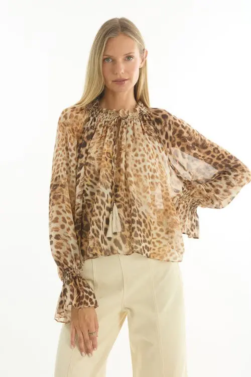 SECRET PON-PON Cambria Leopard Print Blouse