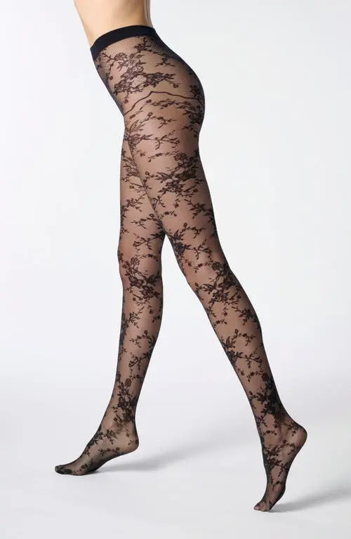 Oroblu Seductive Lace Tights - Black