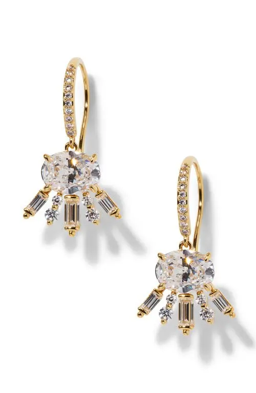 Nadri Stellar Halo Drop Earrings - Gold
