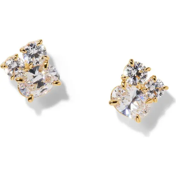 Nadri Stellar Cluster Stud Earrings - Gold/clear