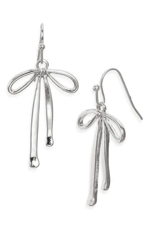 Bp. Bow Drop Earrings - Rhodium