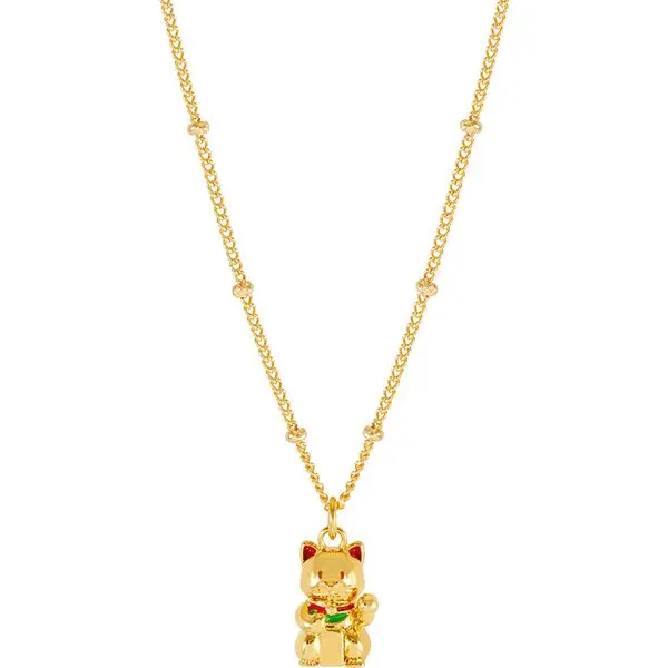 Estée Lauder Lucky Cat Pendant Necklace - Silver/gold