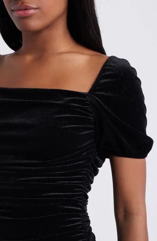 JUMP APPAREL Puff Sleeve Velvet Minidress - Black