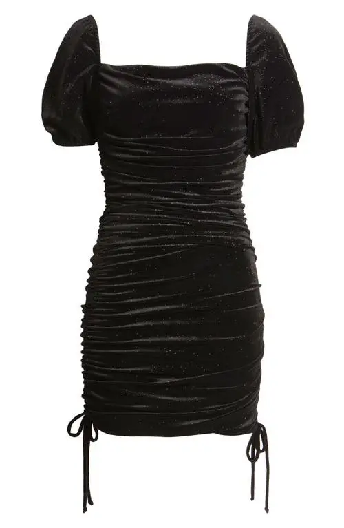JUMP APPAREL Puff Sleeve Velvet Minidress - Black