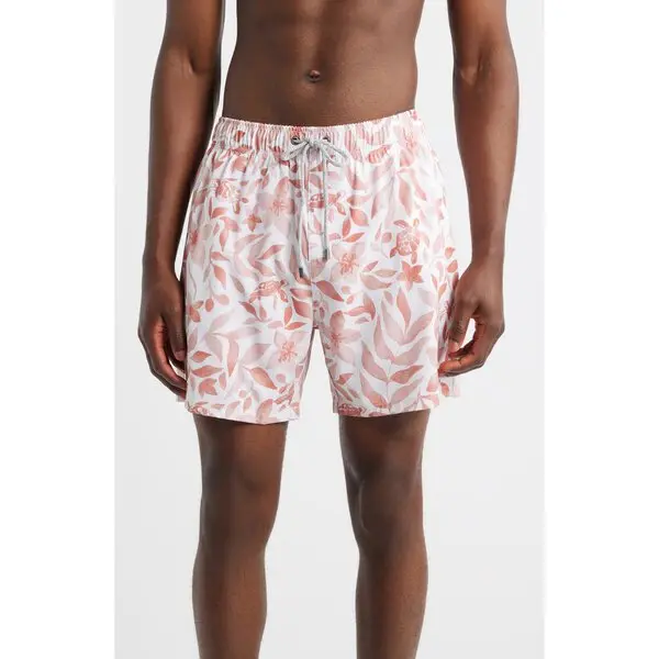 VINTAGE SUMMER Printed Volley Swim Trunks - Orange
