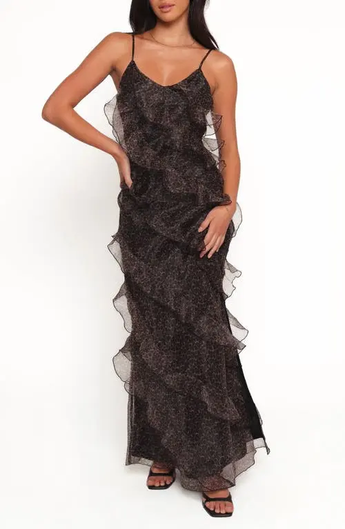 PETAL & PUP Leopard Print Chiffon Maxi Dress - Black Leopard
