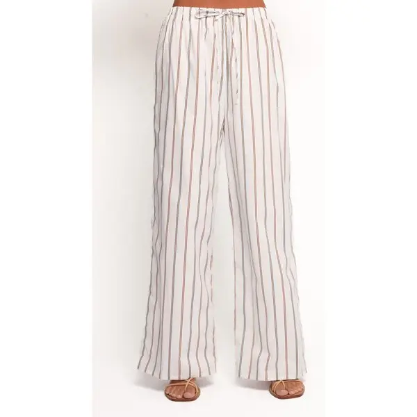PETAL & PUP Stripe Drawstring Cotton-linen Pants