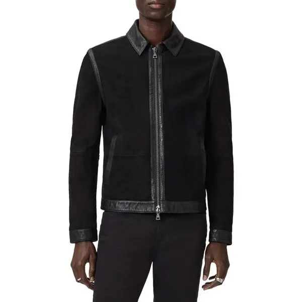 John Varvatos Jaxon Leather-trimmed Suede Jacket - Black