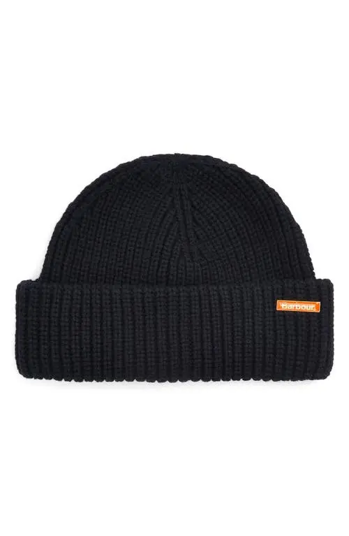 Barbour Mosely Cotton & Wool Blend Beanie - Black