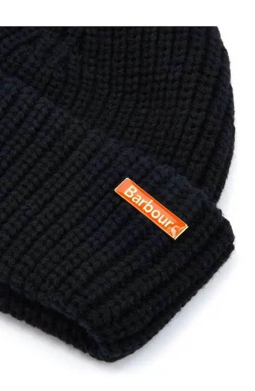 Barbour Mosely Cotton & Wool Blend Beanie - Black