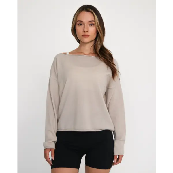 REBODY Romy Off Shoulder Cashmere Sweater - Sand
