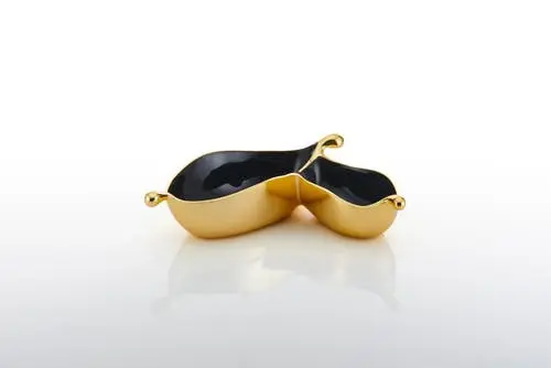 LUNARES Pod Double Snack Graphite Bowl - Gold