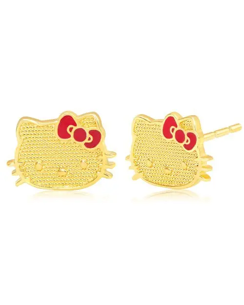 HELLO KITTY 10k Stud Earrings - Gold