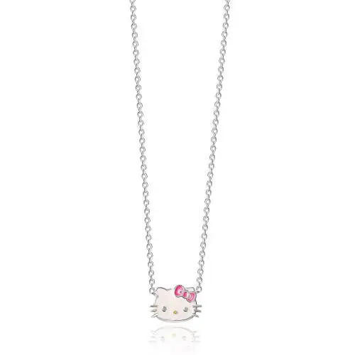 HELLO KITTY Sterling Silver Enamel Pendant Necklace