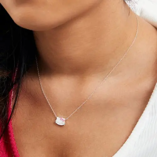 HELLO KITTY Sterling Silver Enamel Pendant Necklace