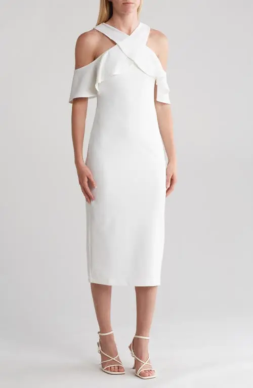 Rachel Rachel Roy Off-the-shoulder Ruffle Midi Dress - Eggshell