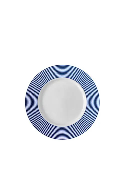 CASKATA Newport Stripe Rimmed Salad Plate Porcelainset 4 - Blue