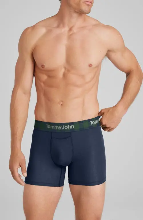 Tommy John Second Skin 4-inch Boxer Briefs - Dress Blues/plaid Green