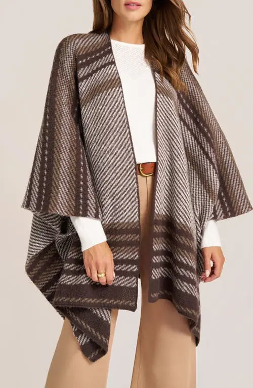 Matty M. Striped Poncho - Chocolate