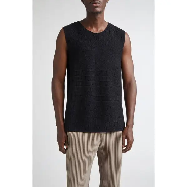 Issey Miyake Rustic Knit Sweater Vest - Black