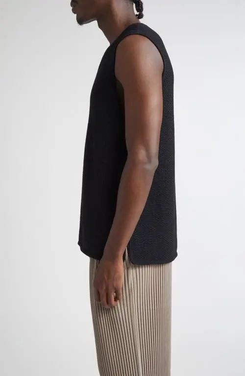 Issey Miyake Rustic Knit Sweater Vest - Black
