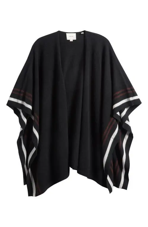 Vince Border Stripe Cashmere Cape - Black