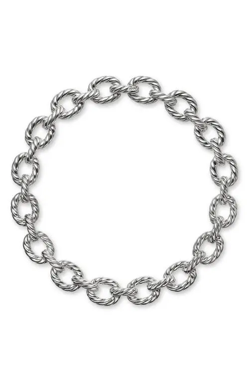 David Yurman Sculpted Cable Oval Link Necklace - Silver