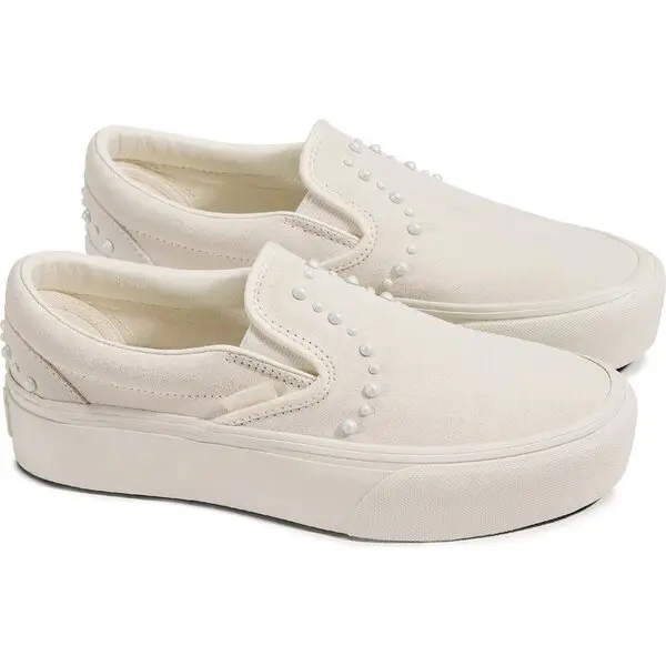 VANS Classic Slip-on Platform Sneakers - Pearls Marshmallow
