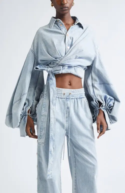 Zimmermann Rebellion Denim Wrap Crop Top