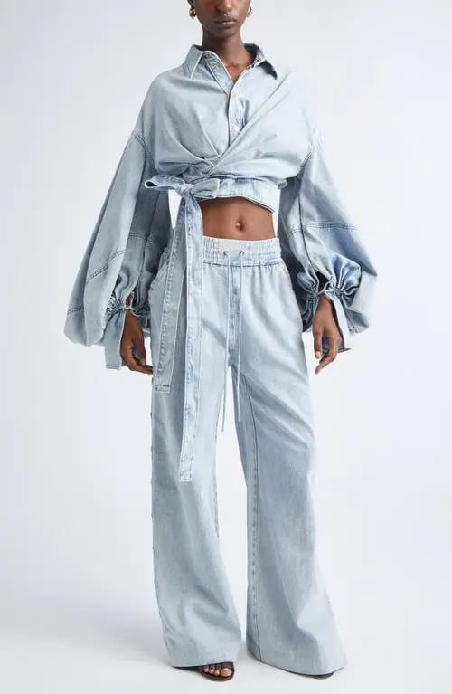Zimmermann Rebellion Denim Wrap Crop Top