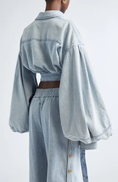 Zimmermann Rebellion Denim Wrap Crop Top