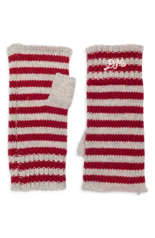 DAMSON MADDER Stripe Fingerless Mittens - Red/grey Multi
