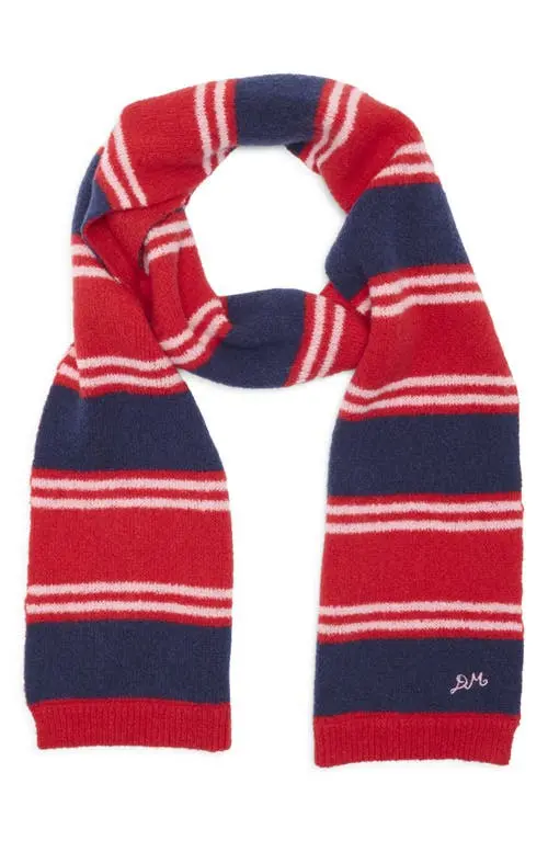 DAMSON MADDER Bibi Stripe Skinny Wool Scarf - Red Multi