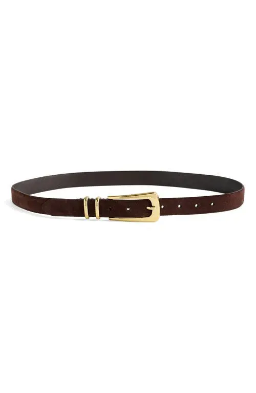 Madewell Elongated Buckle Suede Belt - Dark Carob
