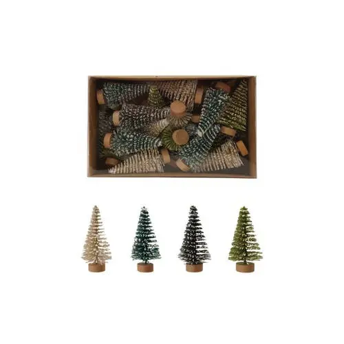 STORIED HOME 24-piece Plastic Bottle Brush Trees With Wood Bases - Blue