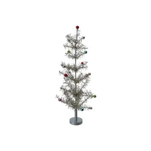 STORIED HOME Large Tinsel Tree With Multicolor Ball Ornaments